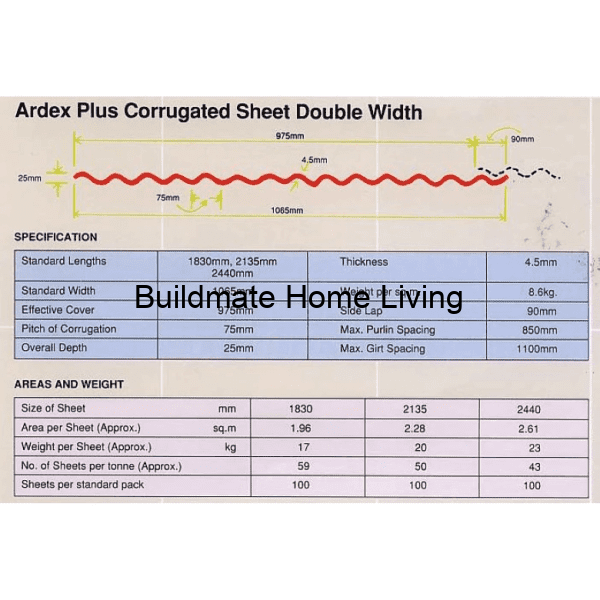 Asbestos Corrugated Roof Sheets 8′ Malaysia